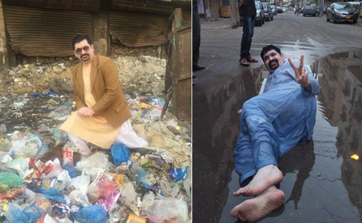 Pak Politician Sits on Trash, Drinks Sewage Water