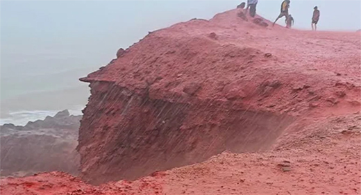 Watch: Iran beach turns bright red after mysterious blood rain