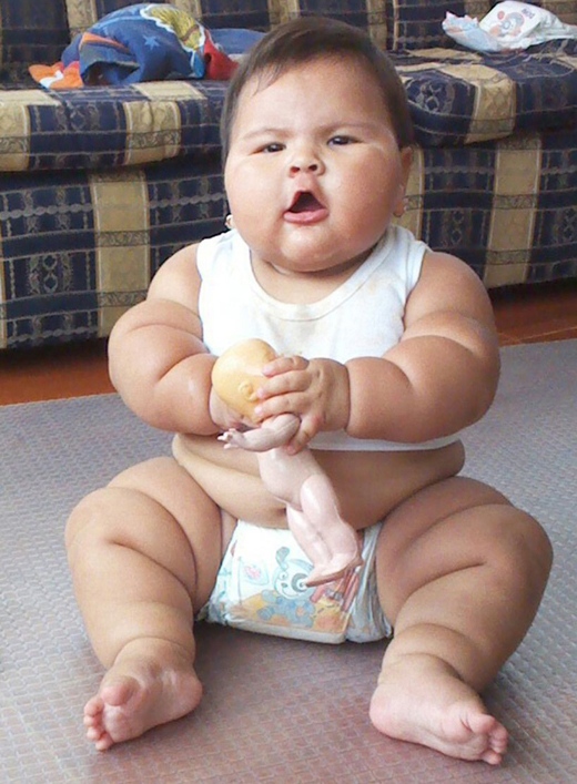 Morbidly obese baby weighs same as five-year-old and mum says reason is ...