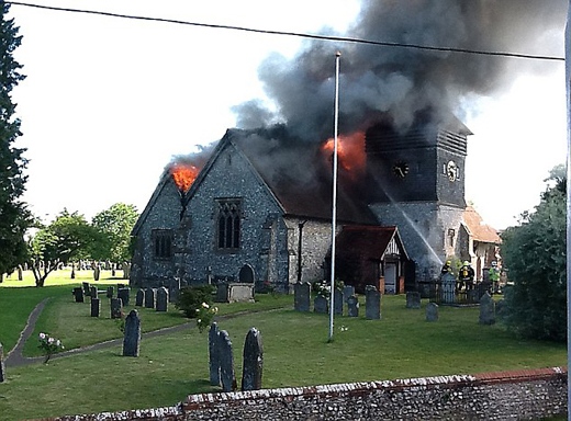 Tragedy as 800-year-old church goes up in flames after massive power surge