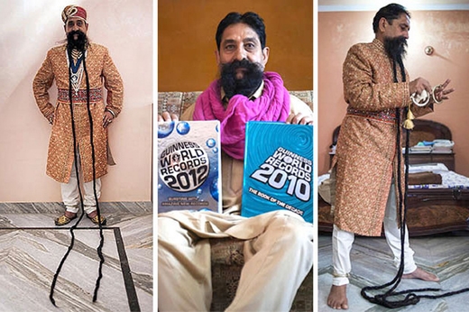 Meet the man with the worlds largest moustache measuring 14 feet long