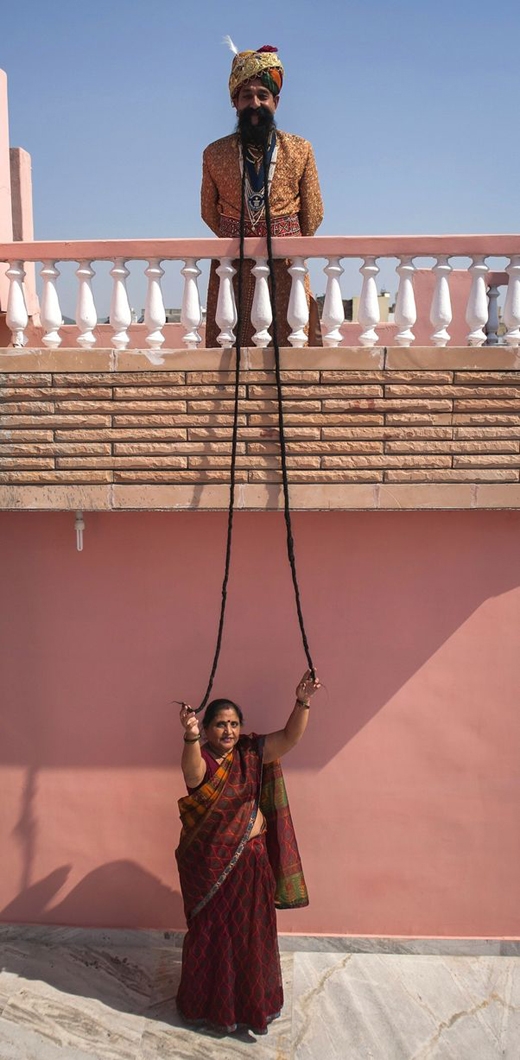 Meet the man with the worlds largest moustache measuring 14 feet long